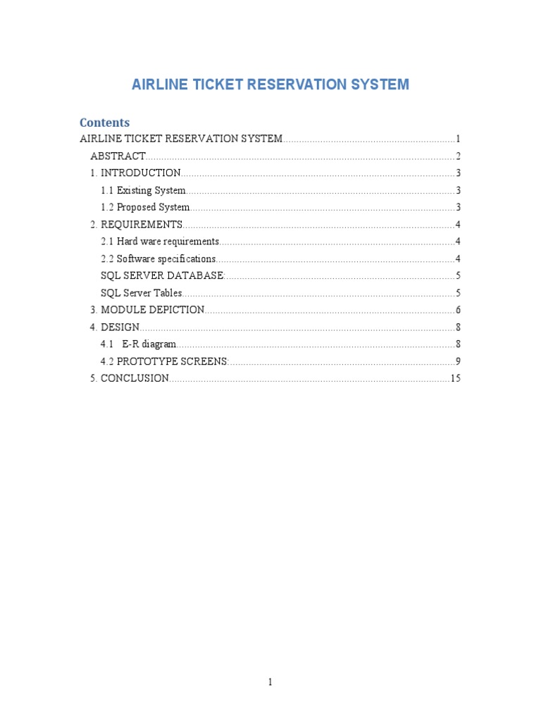 Airline Ticket Reservation System | PDF | Databases | Information ...
