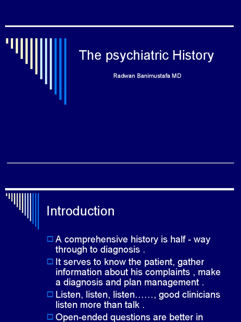 Psychiatric History Taking Essentials | PDF | Medicine | Abnormal ...