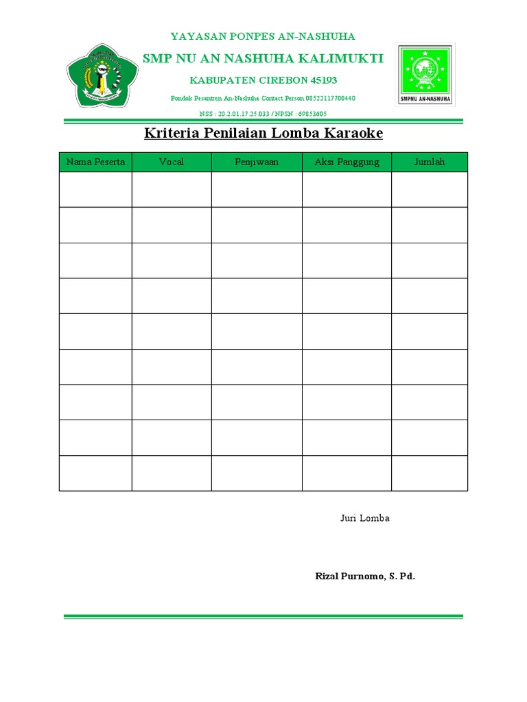 Penilaian Lomba HSN Dan Maulid | PDF