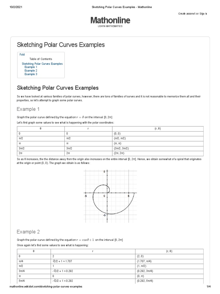 Sketching Polar Curves Examples - Mathonline | PDF | Coordinate System ...