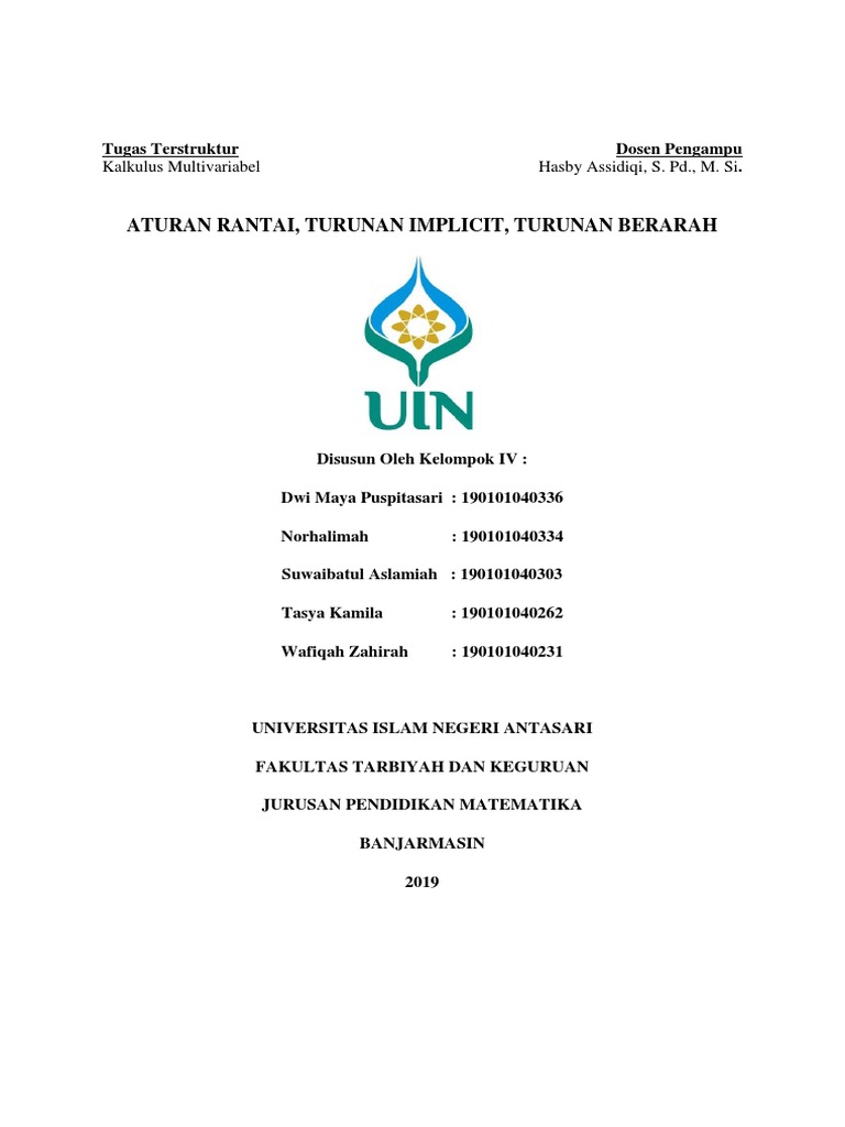 Kalkulus Multivariabel Aturan Rantai Turunan Implicit Turunan