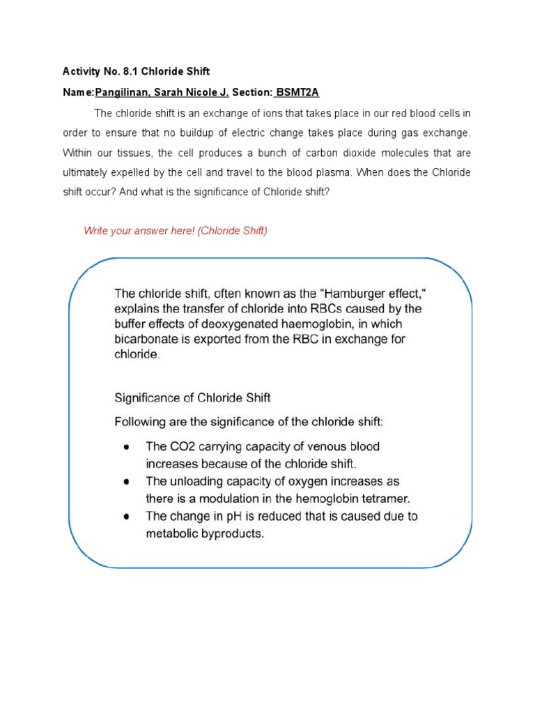 Activity No. 8.1 Chloride Shift Name:Pangilinan, Sarah Nicole J ...