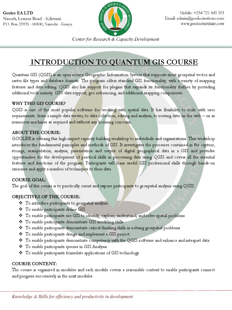 Introduction To Quantum Gis Course | PDF | Geographic Information System | Information Technology