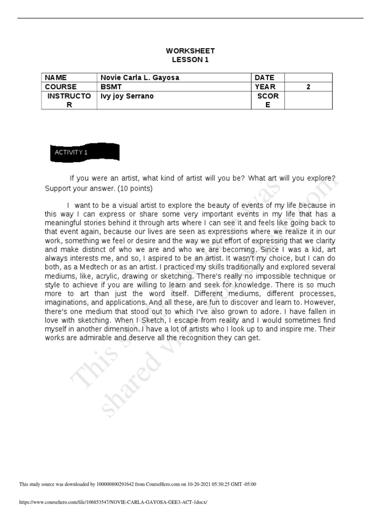 Novie Carla Gayosa Gee3 Act 1 | PDF | Feeling | Cognitive Science