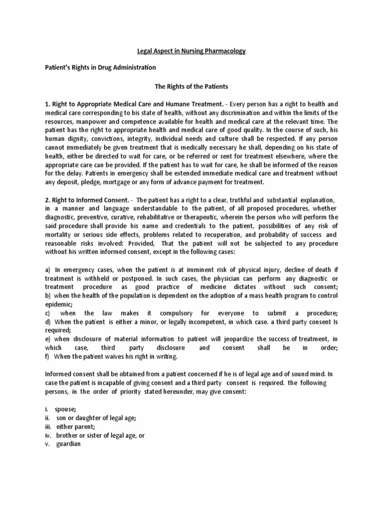 Legal Aspect in Nursing Pharmacology | Download Free PDF | Informed ...