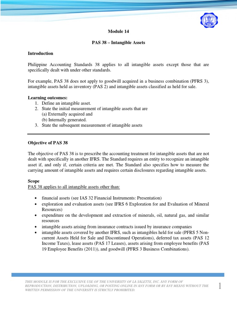 Module 14 PAS 38 | PDF | Intangible Asset | International Financial ...