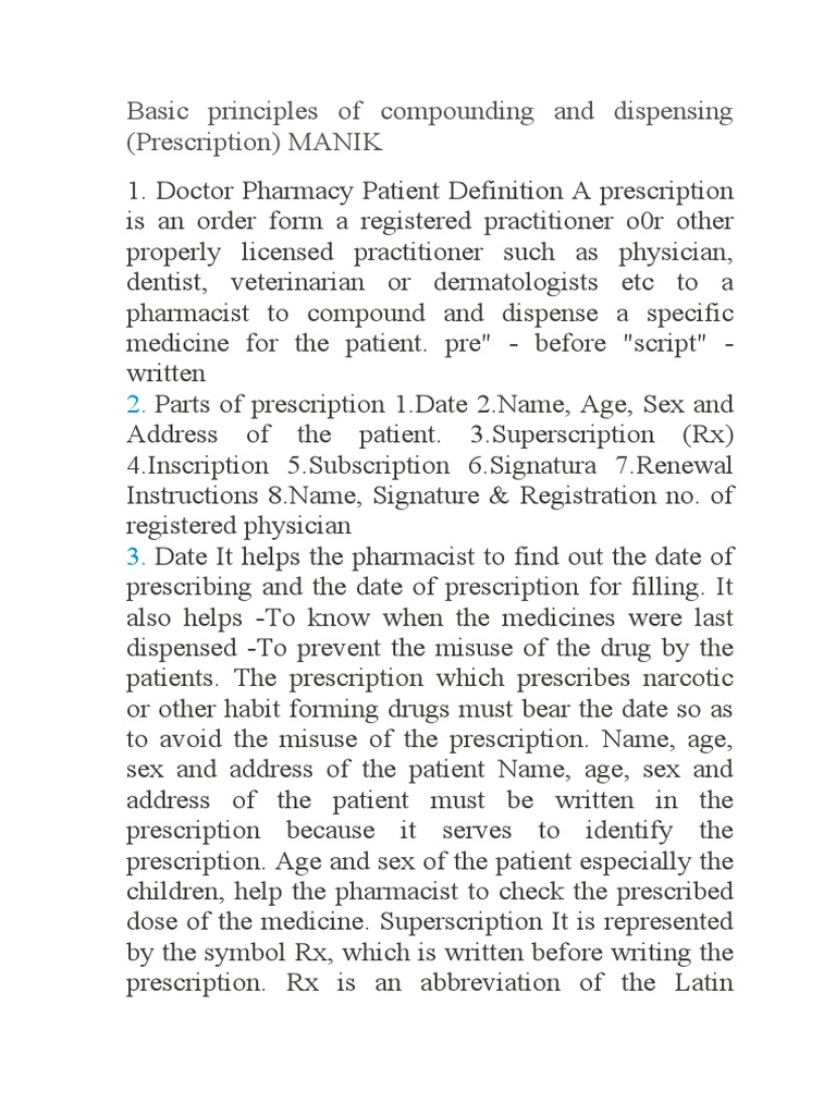 Basic Principles of Compounding and Dispensing | PDF | Medical ...