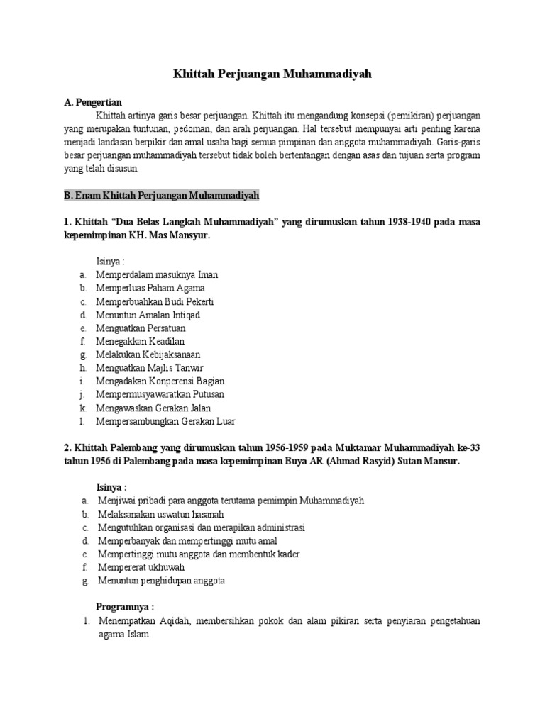 Khittah Perjuangan Muhammadiyah | PDF