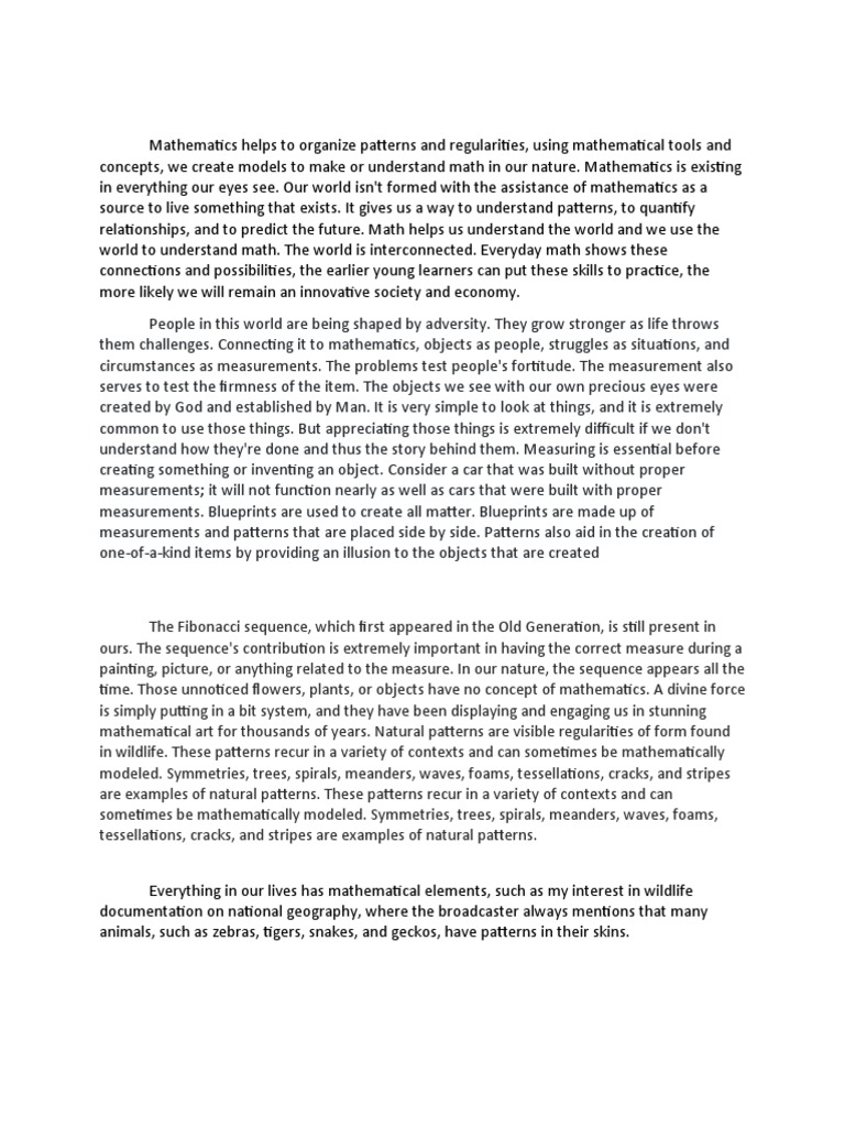 Mathematics Helps To Organize Patterns and Regularities | PDF | Pattern ...