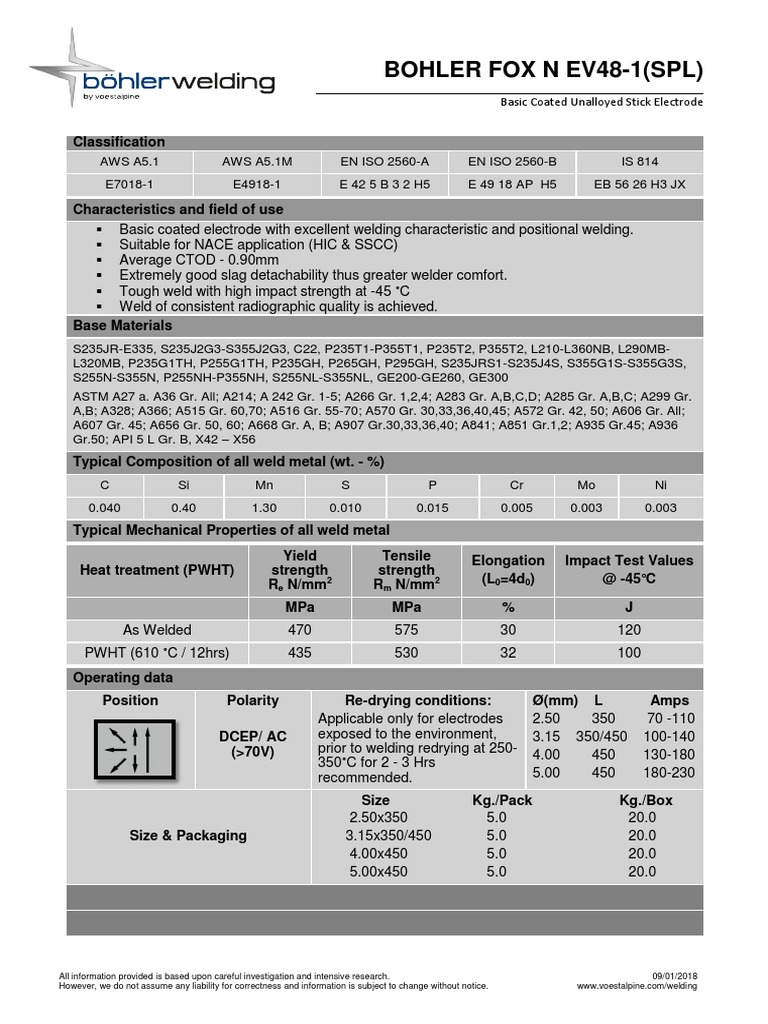 Bohler Fox N Ev48-1 | PDF | Construction | Welding