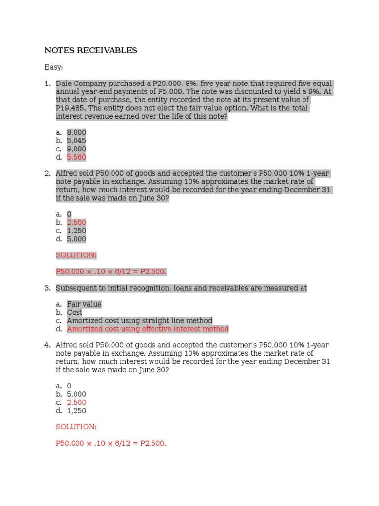Notes Receivables | PDF | Discounting | Interest