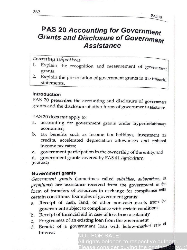 PAS 20 Accounting For Government Grants and Disclosure of Government ...