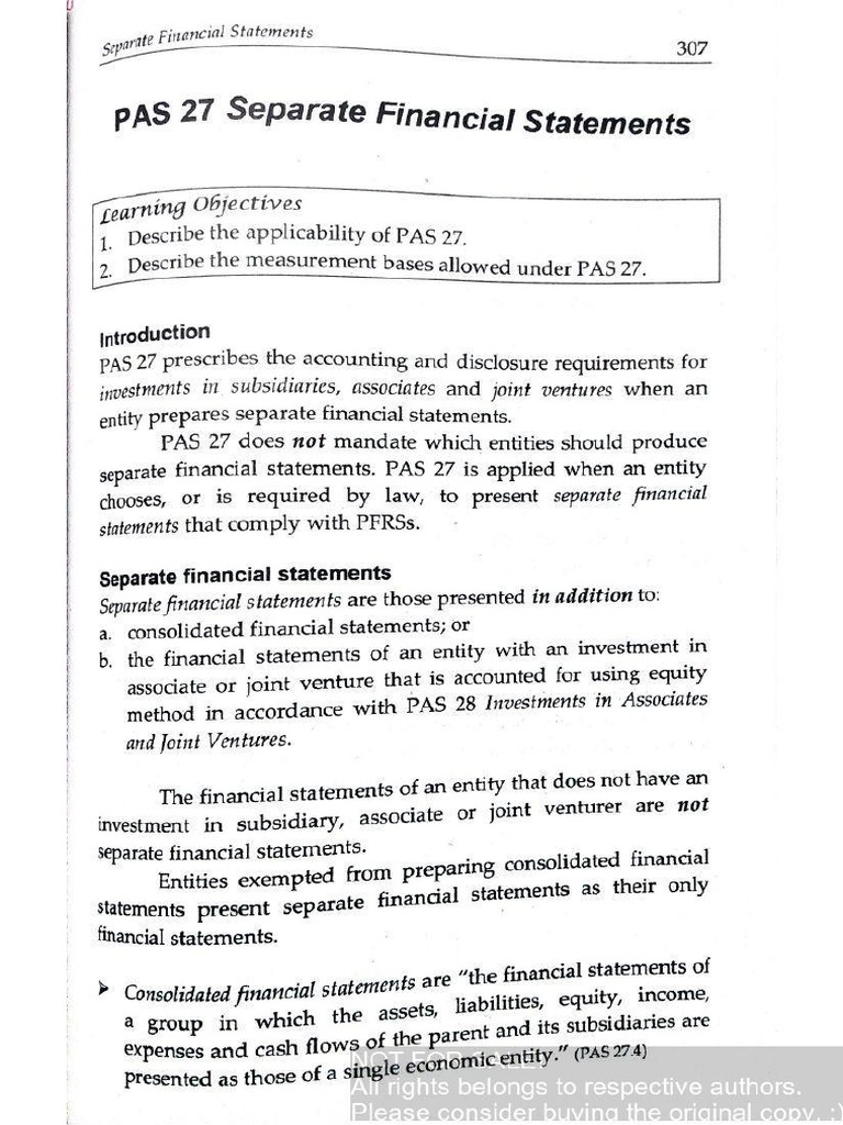 PAS 27 Separate Financial Statements | PDF