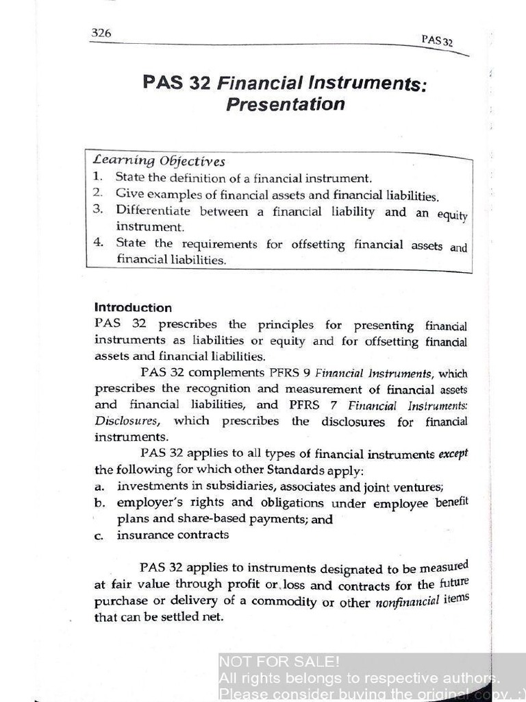 PAS 32 Financial Instruments Presentation | PDF