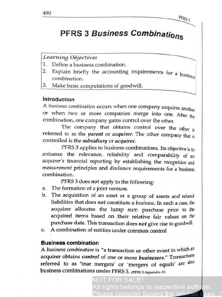 PFRS 3 Business Combinations | PDF
