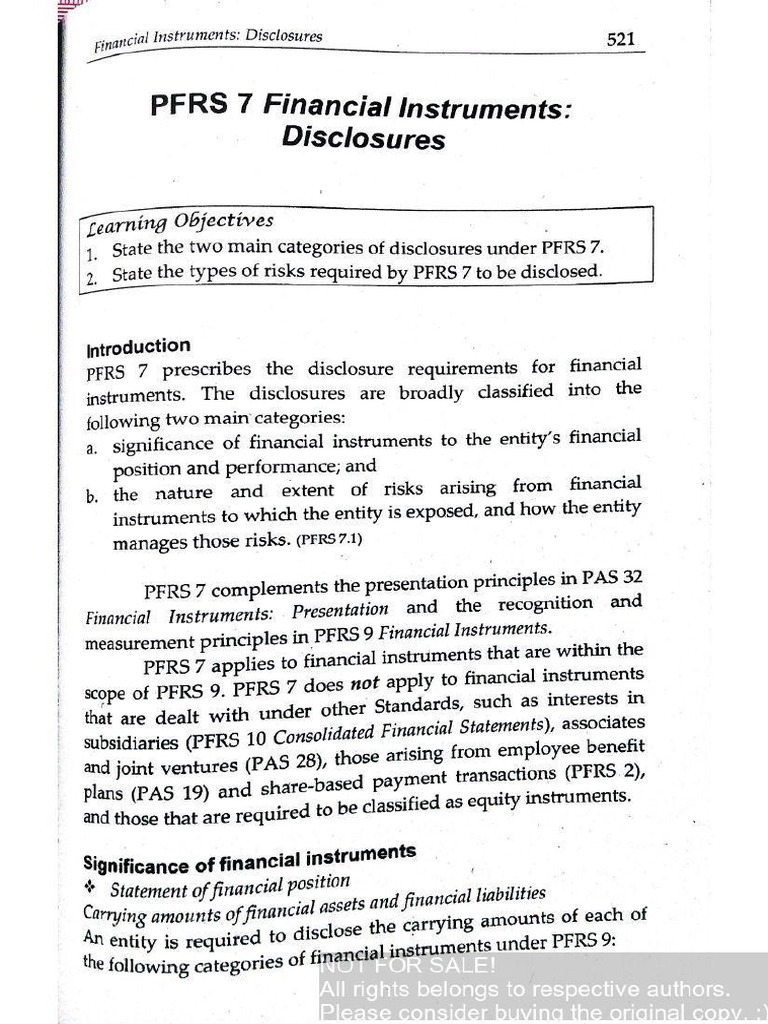PFRS 7 Financial Instruments Disclosures | PDF
