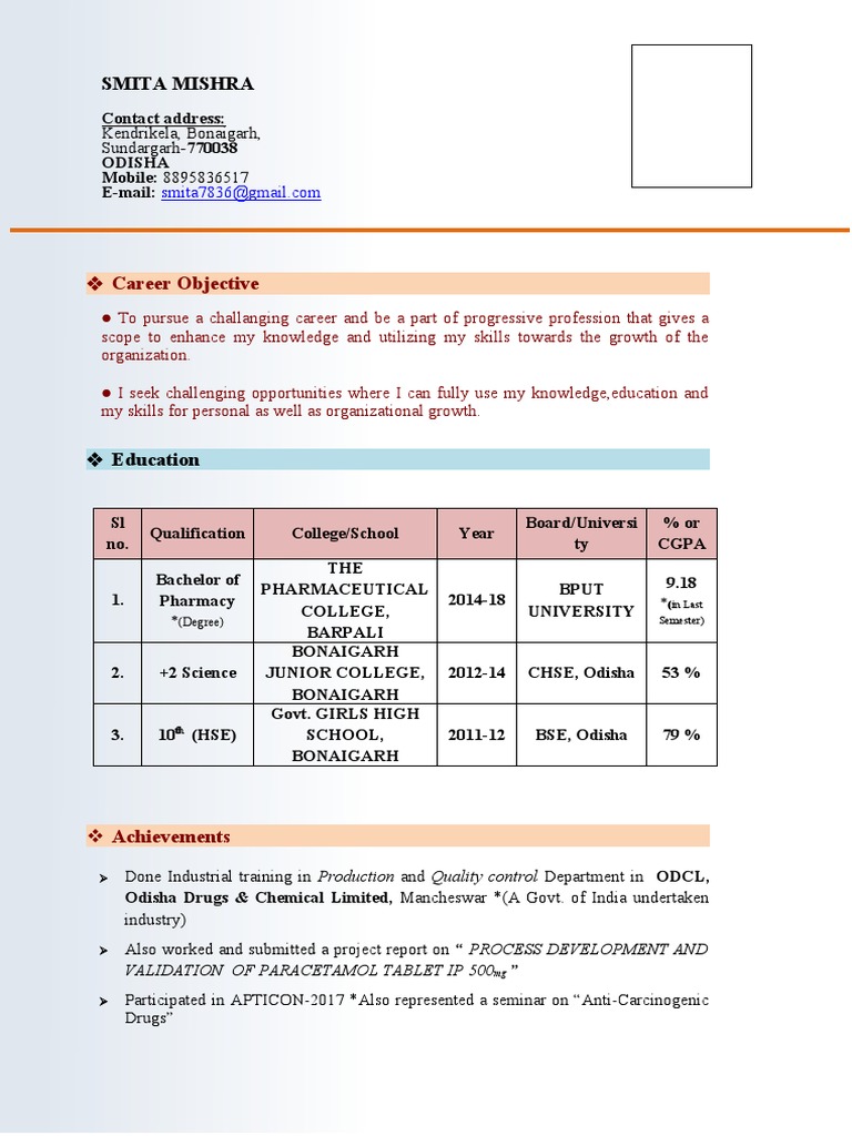 SMITA MISHRA CV | PDF
