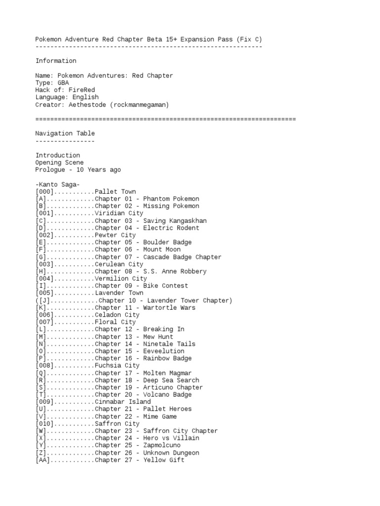 Pokemon Adventure Red Chapter Beta 15+ (Exp. Pass) Walkthough | PDF ...