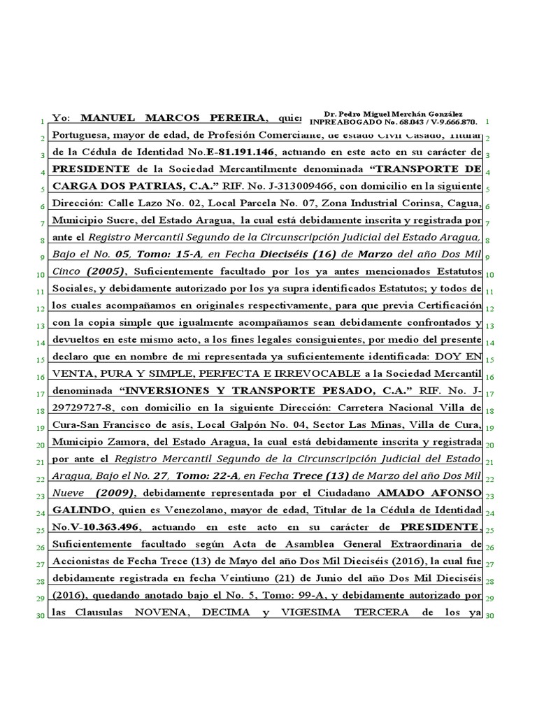 Documento Compra Carro Venta Miguel | PDF