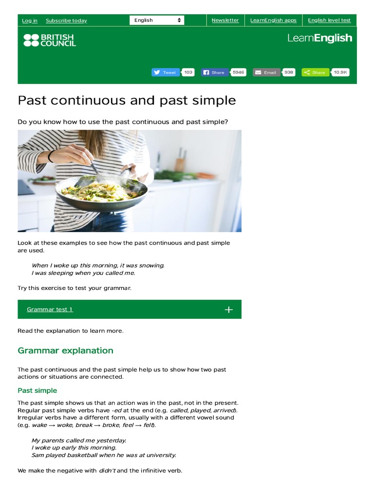 Past Continuous and Past Simple - Grammar - Beginner To Pre ...