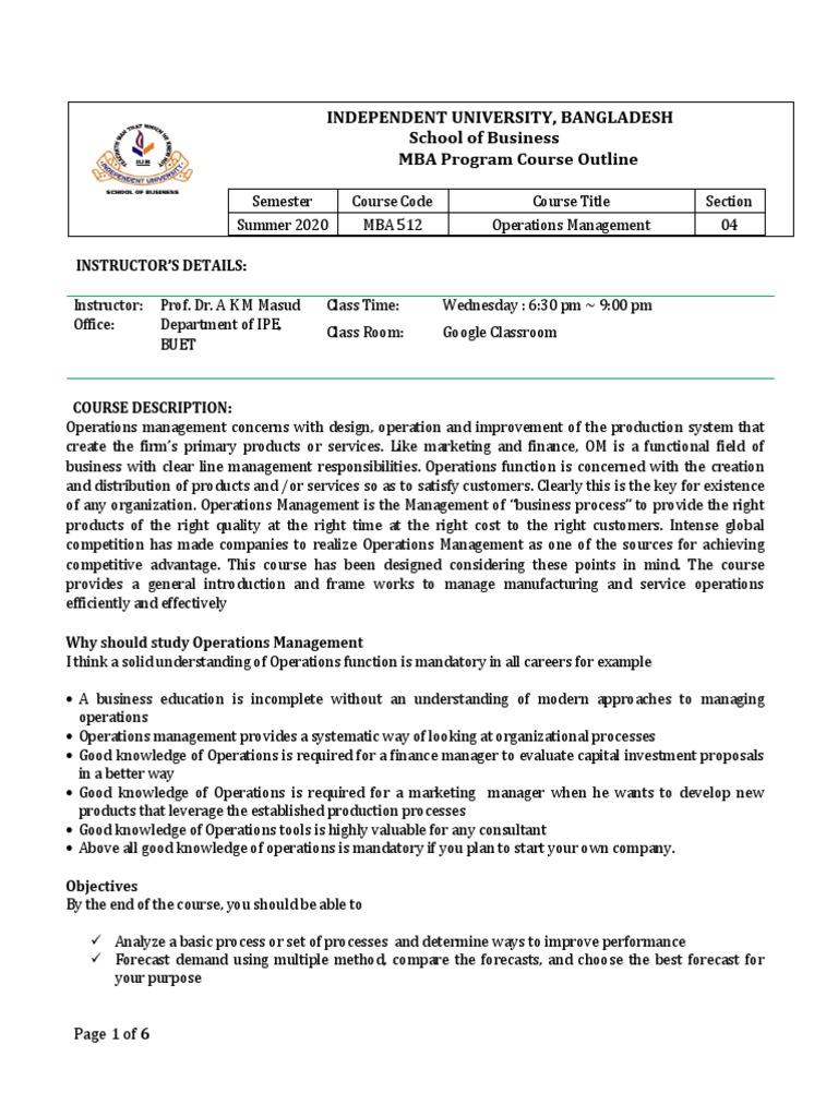 Independent University, Bangladesh School of Business MBA Program ...