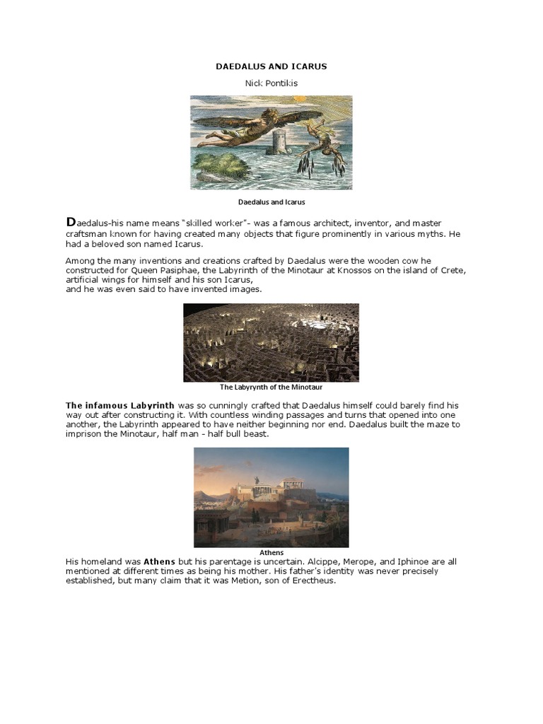 Daedalus and Icarus: A Mythical Tale | PDF | Minotaur | Theseus