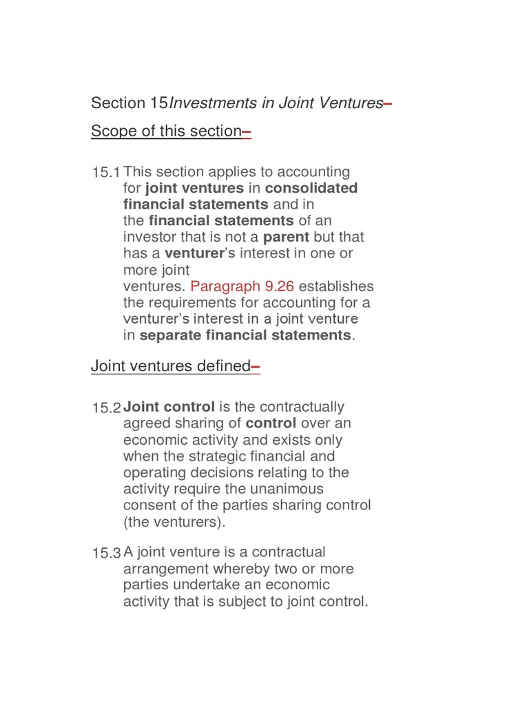 Sec.15 - IFRS For SME's | PDF | Joint Venture | Investing