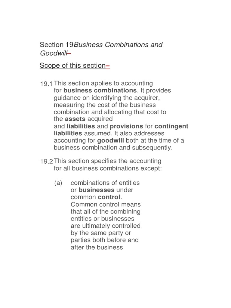 Sec.19 - IFRS For SME's | PDF | Goodwill (Accounting) | Fair Value
