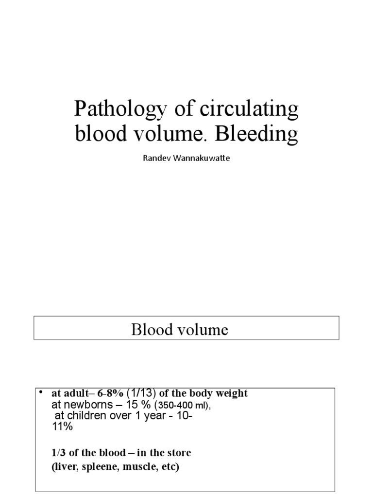 Pathology of Blood Circulating Volume | Download Free PDF | Red Blood ...