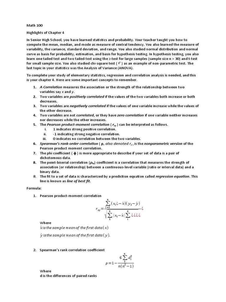 Math 100 (MMW) - Activity 04 | PDF | Correlation And Dependence ...