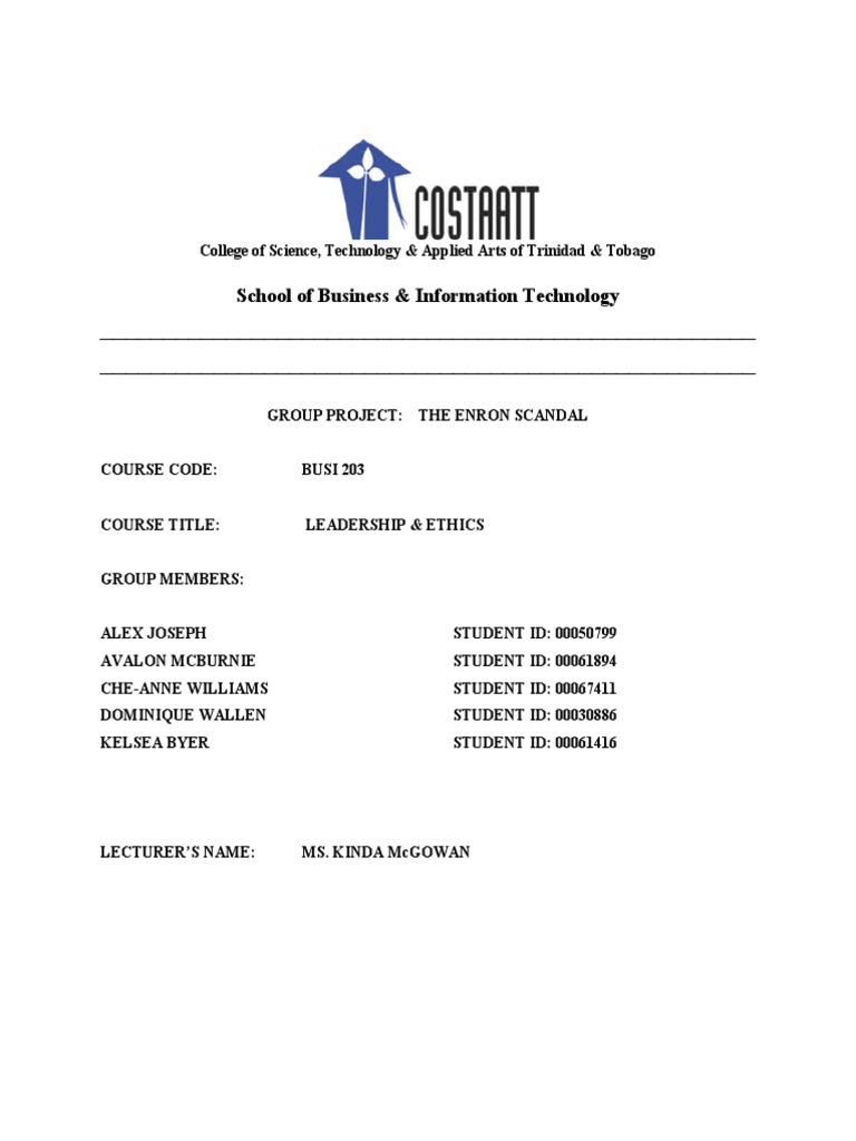 The Enron Scandal Pdf Enron Business