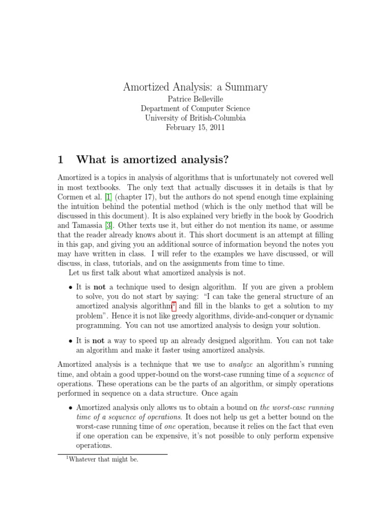 Amortized Analysis A Summary Whatever That Might Be Pdf Array Data Structure Applied 1457