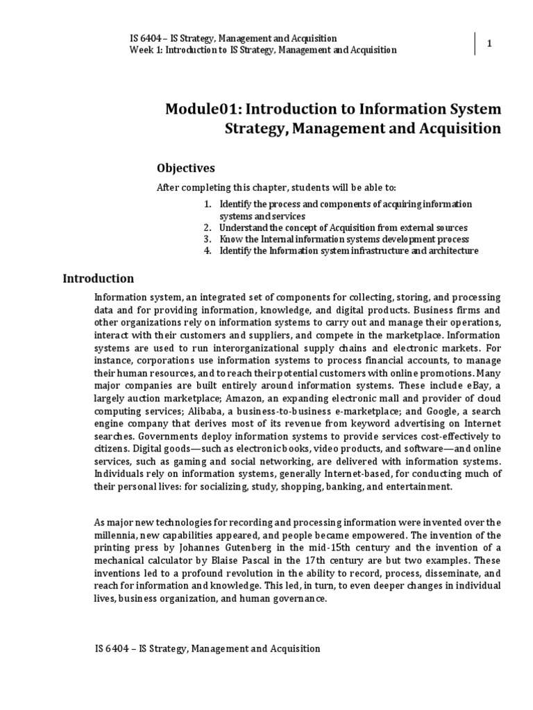 Week1-Intoduction To IS Strategy, Management and Acquisition | PDF | Information System | Cloud ...