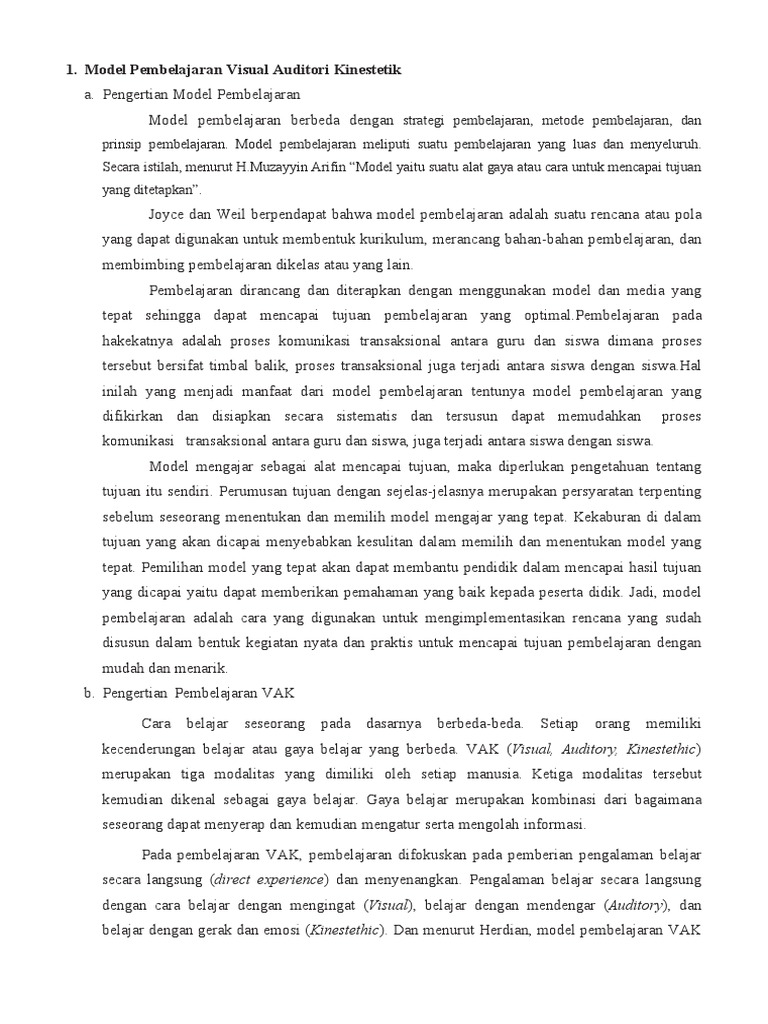 Model Pembelajaran VAK dalam Pendidikan | PDF