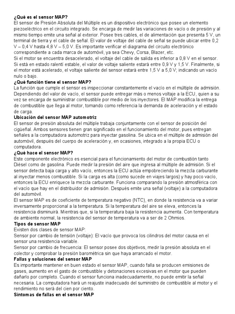 Qué Es El Sensor MAP | PDF | Motor de combustión interna | Sensor