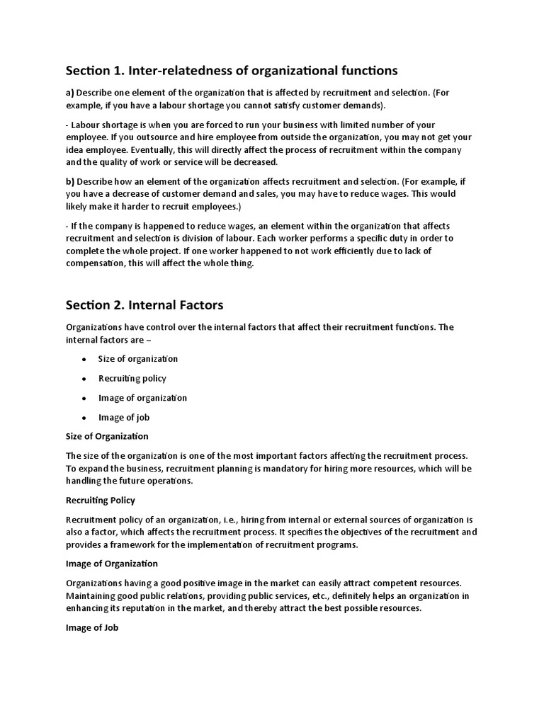 Section 1. Inter-Relatedness of Organizational Functions | PDF ...