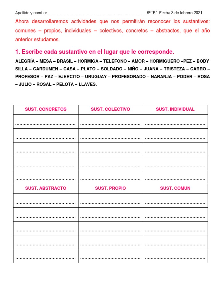 Evaluación de Sustantivos | PDF | Libros para adolescentes