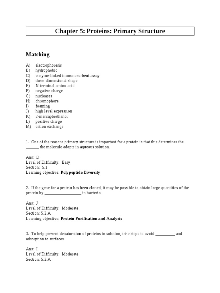 Protein Primary Structure and Analysis | PDF | Proteins | Protein ...