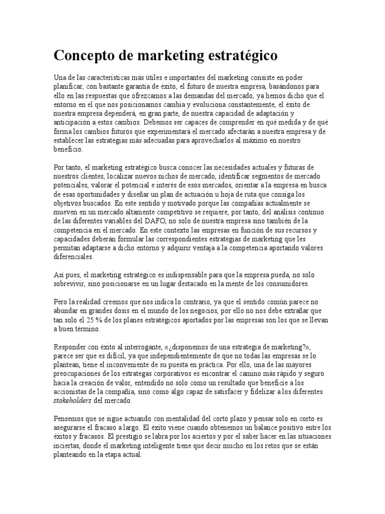 Marketing Estrategico | PDF | Marketing | Mercado (economía)