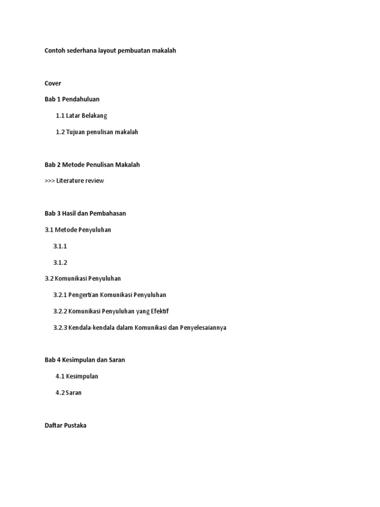 Contoh Sederhana Layout Pembuatan Makalah | PDF