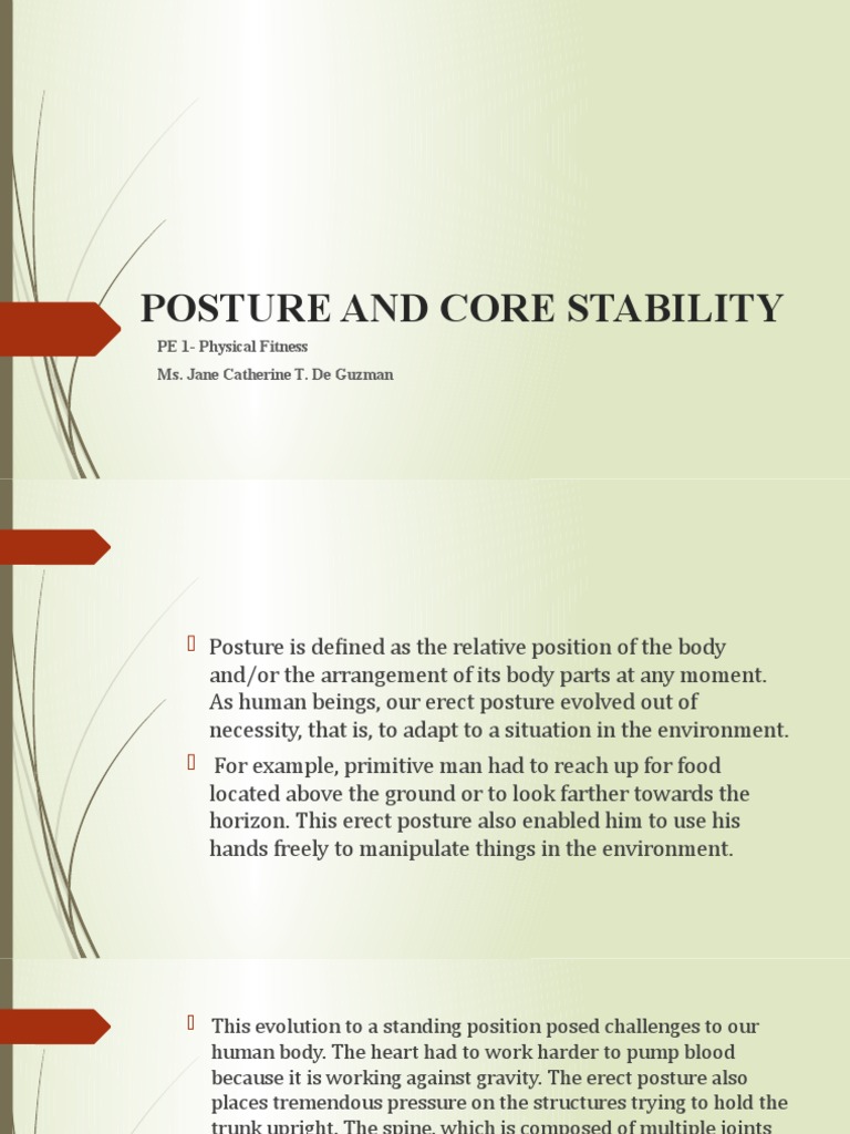POSTURE AND CORE STABILITY Physical | PDF | Anatomical Terms Of ...