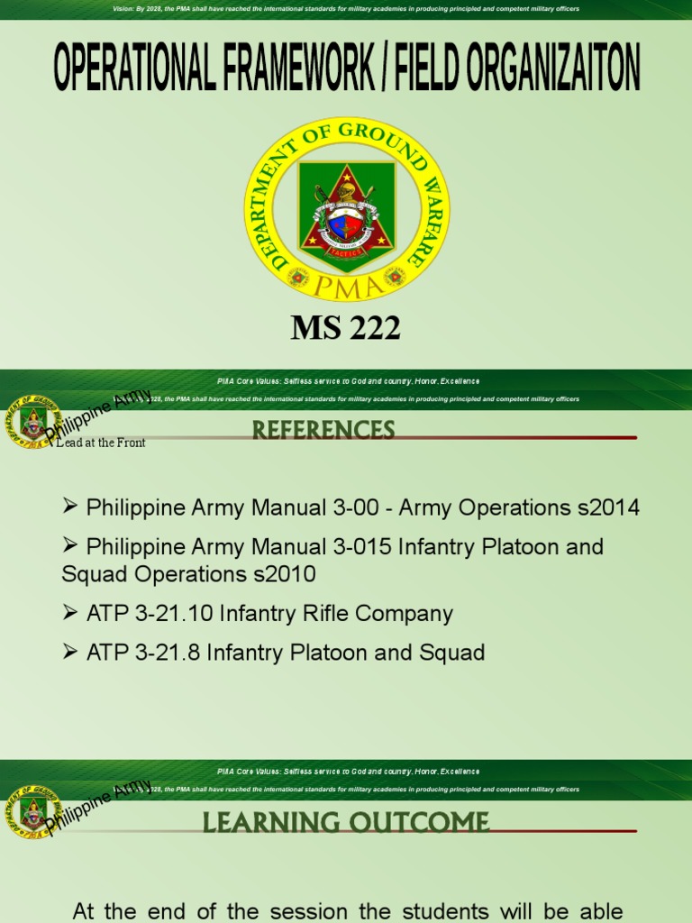 Operational Framework and Field Organization | PDF | Platoon | Warfare