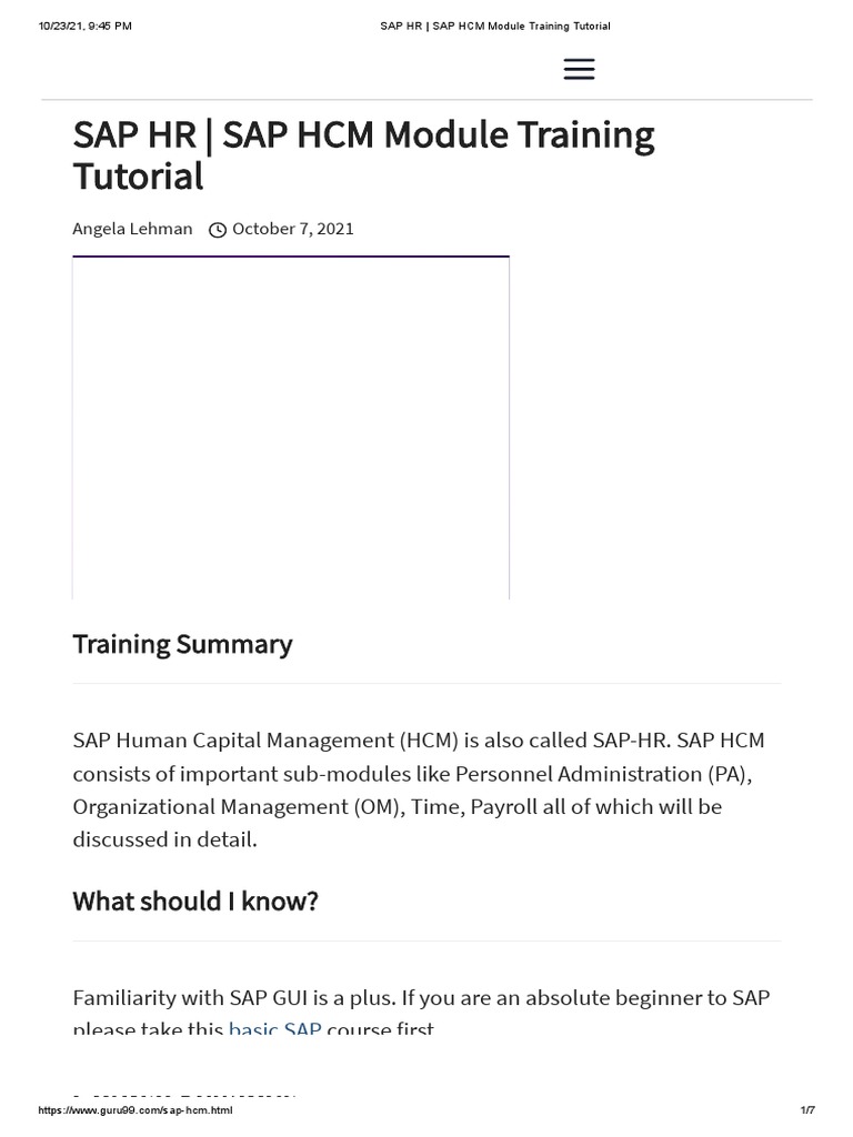 SAP HR - SAP HCM Part 1 | PDF | Human Resource Management | Payroll