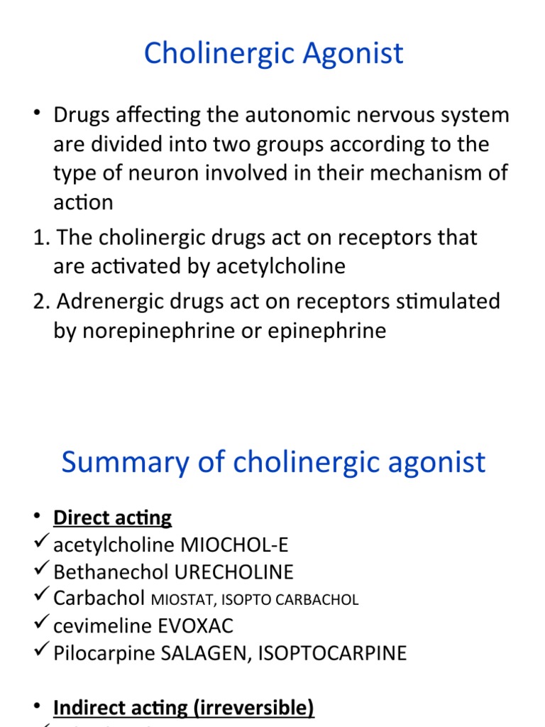 5 Cholinergic Agonist | PDF | Acetylcholine | Neurotransmitter