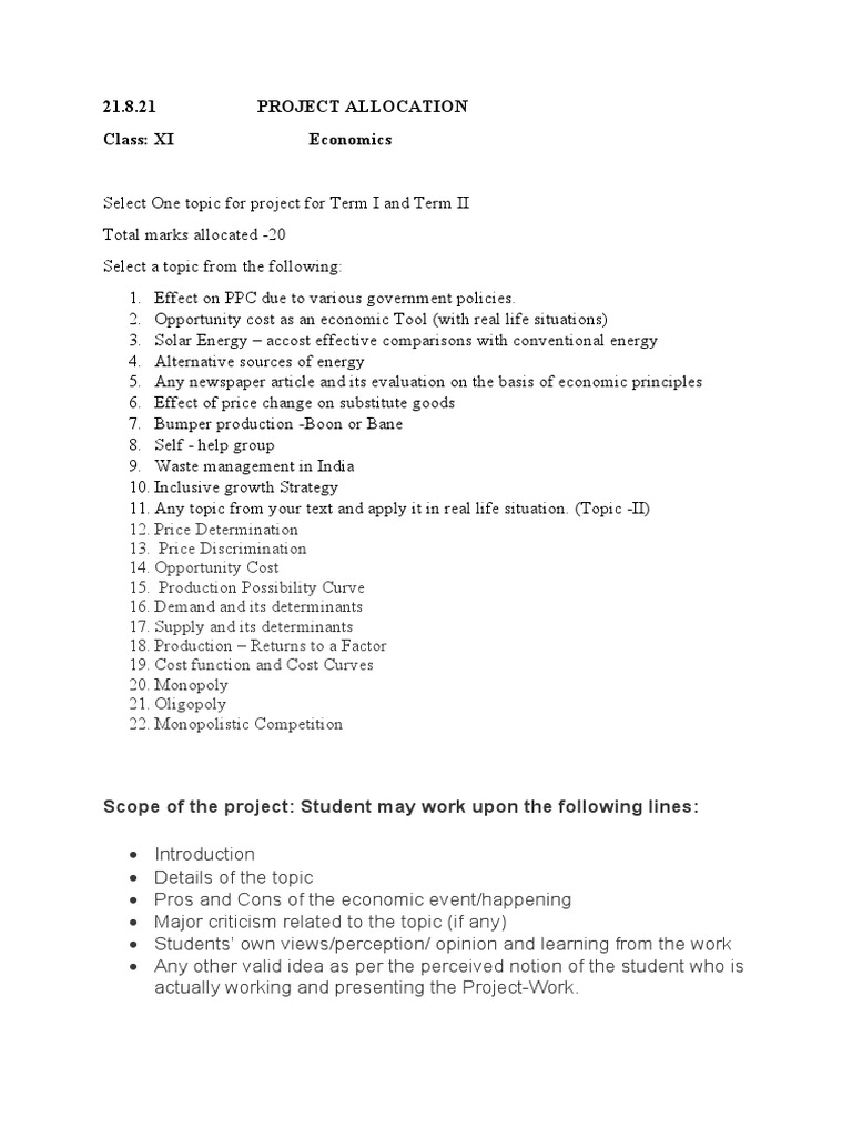 Project Allocation - Class 11 | PDF | Business | Art