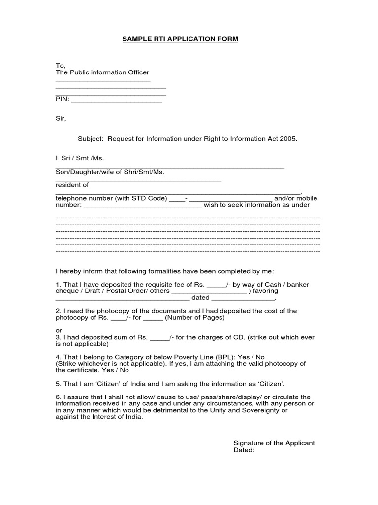 RTI Application Format | PDF