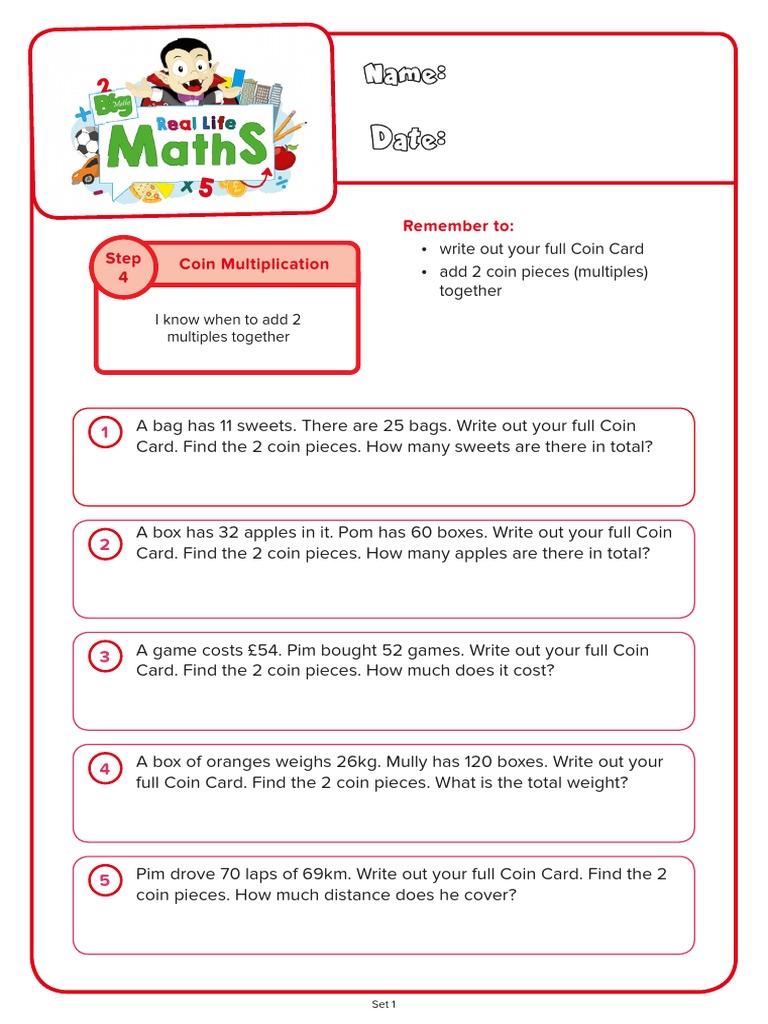 I Know When To Add 2 Multiples Together Real Life Maths Set 1 Coin ...
