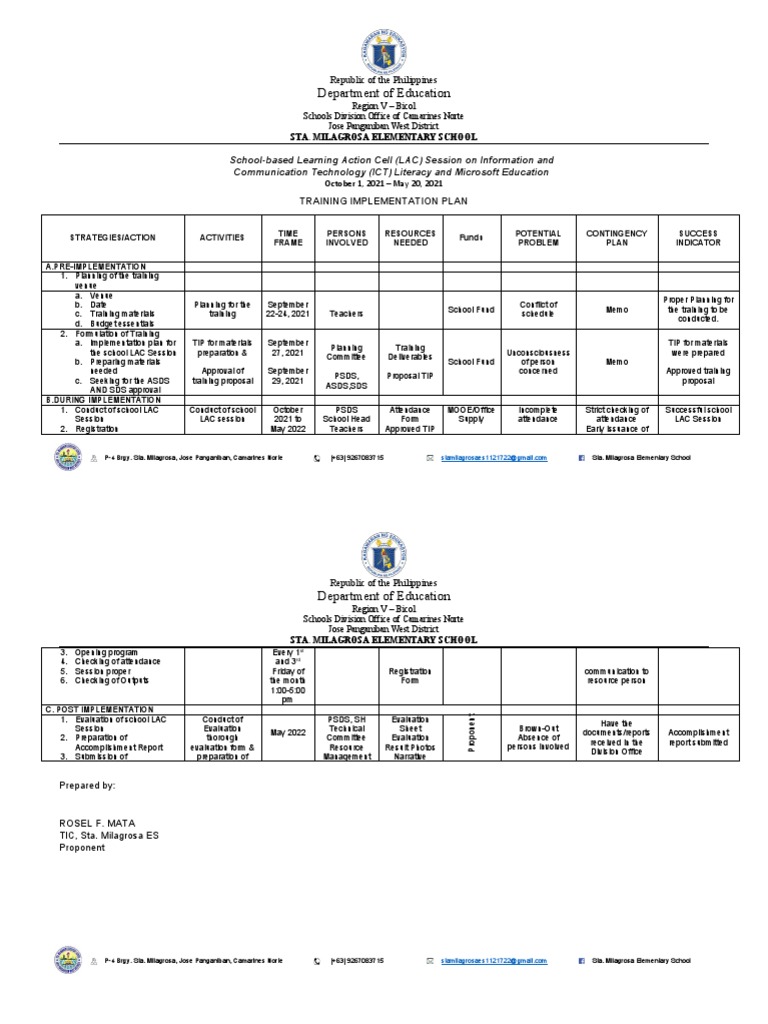Slac 2021 2022 Training Matrix | PDF | Information And Communications ...