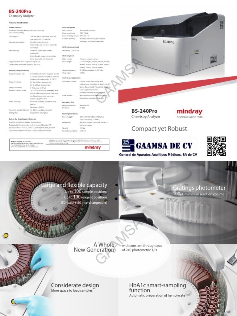 Brochure BS-240PRO MINDRAY | PDF | Barcode | Antibody