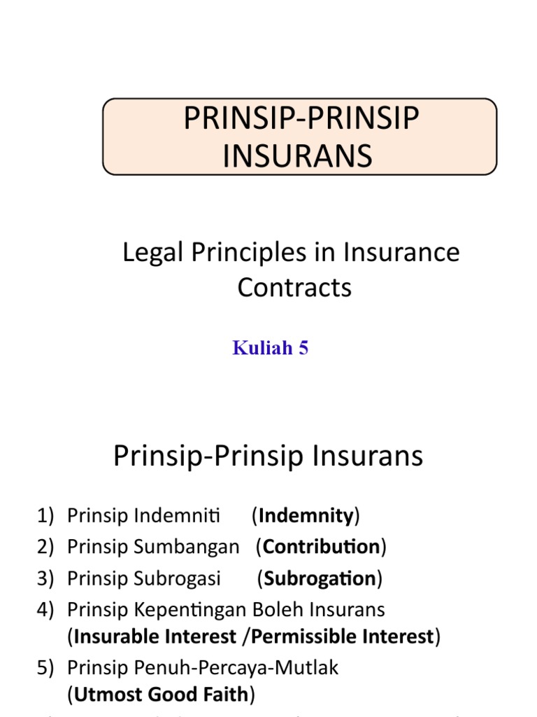 Kuliah 5 - Prinsip Insurans | PDF